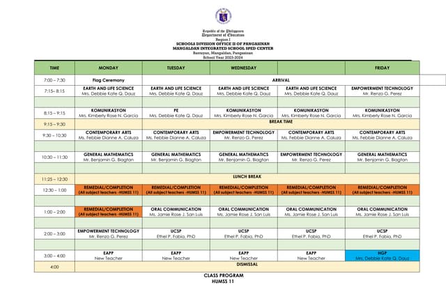 JHS Consolidated Class Program Sep. 2023 | PDF