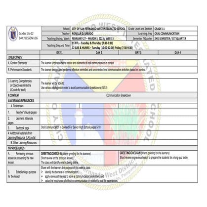 DLL OR COM for senior high school shs shs shs | DOCX