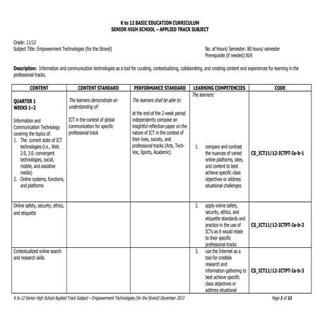 SHS Applied_ICT Curriculum Guide for Senior High School | PDF