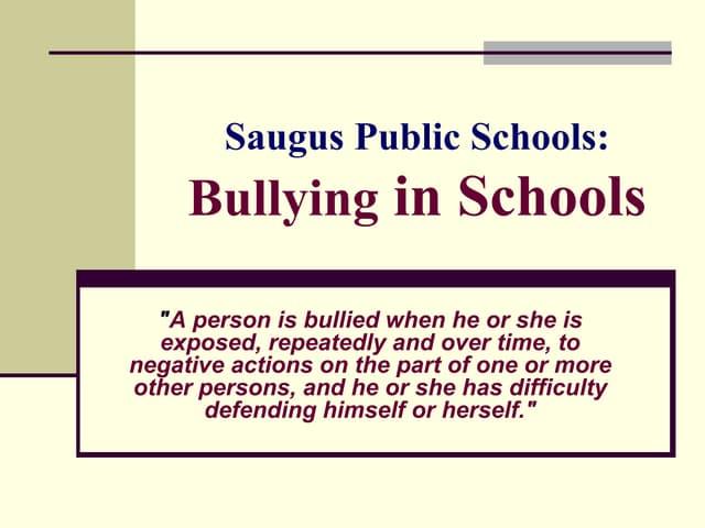 School bullying presentation | PPTX