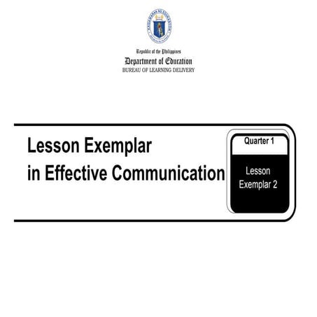 Effective Communication Lesson Exemplar for Senior High School | PDF
