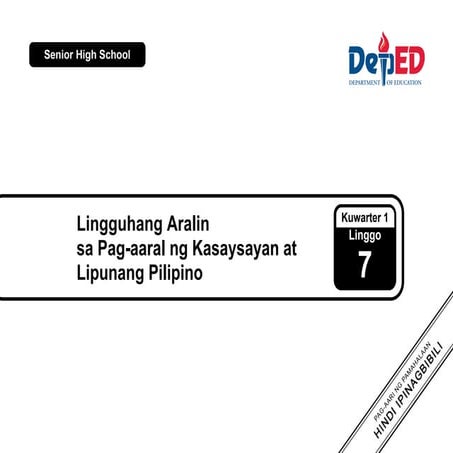 STRENGTHEN SENIOR HIGH SCHOOL KASAYSAYAN NG LIPUNAN | PDF