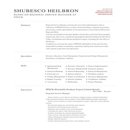 Shubesco Heilbron\'s Resume | PDF