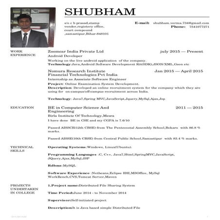 Shubham_CV | PDF