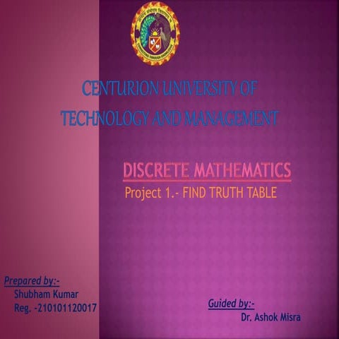 Truth Table Ppt Discrit Mathematic Ppt