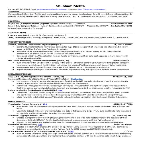 Shubham mehta resume | PDF