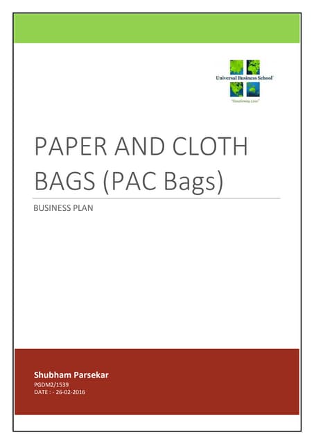 Paper bags( Business Plan) | DOC