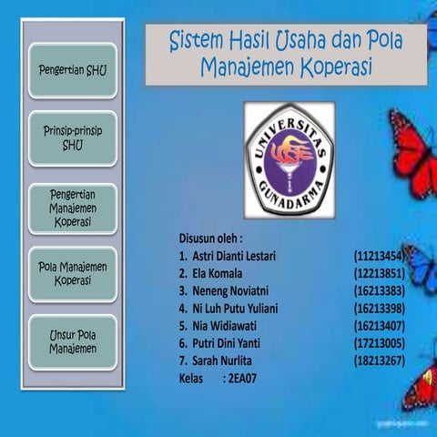 Shu dan pola manajemen koperasi | PPTX