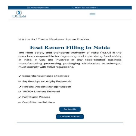 FSSAI Return Filing in Noida | Online Form D1 & D2 Filing Services | PDF