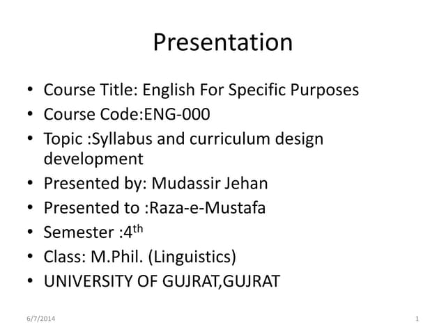 Syllabus design | PPTX