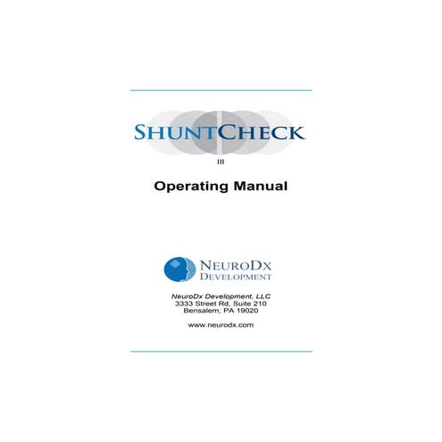 ShuntCheck Operating Manual | PDF