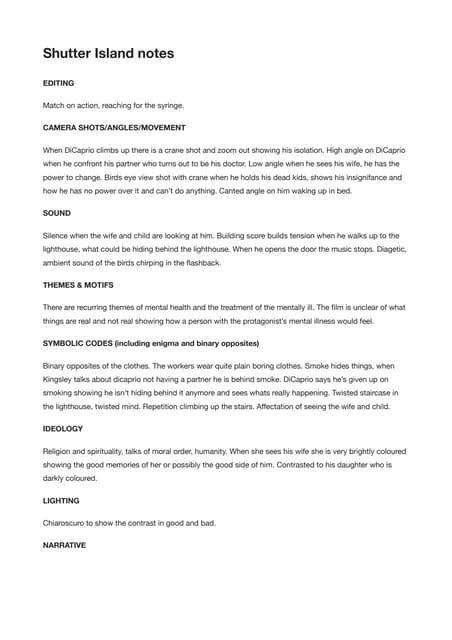 Shutter island analysis | PDF