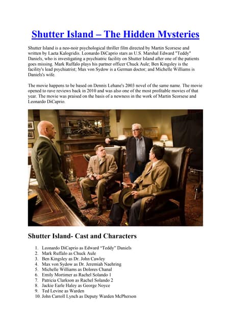 Psychological Analysis on Shutter Island | PPT