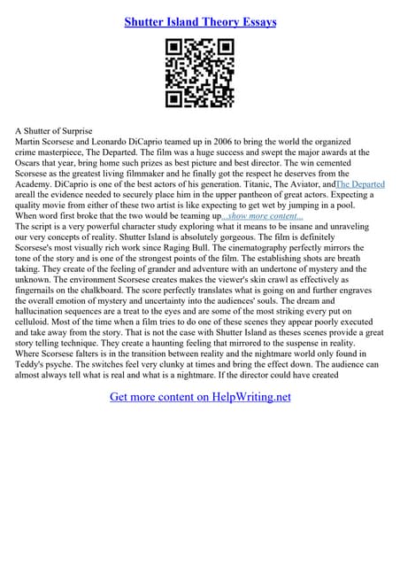 Shutter island | PDF | Movies | Entertainment