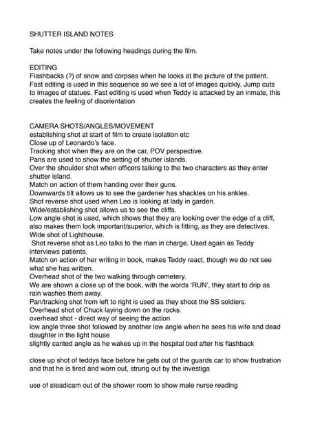 Opening sequence analysis – Shutter Island | PDF