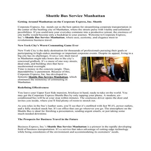 Shuttle Bus Service Manhattan | PDF