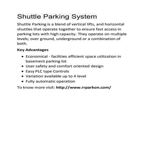 Shuttle parking system | DOCX