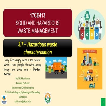 Hazardous wastes - Characterisation & TCLP | PDF