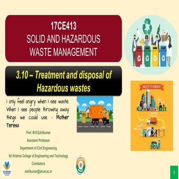 Treatment and disposal of Hazardous wastes | PDF