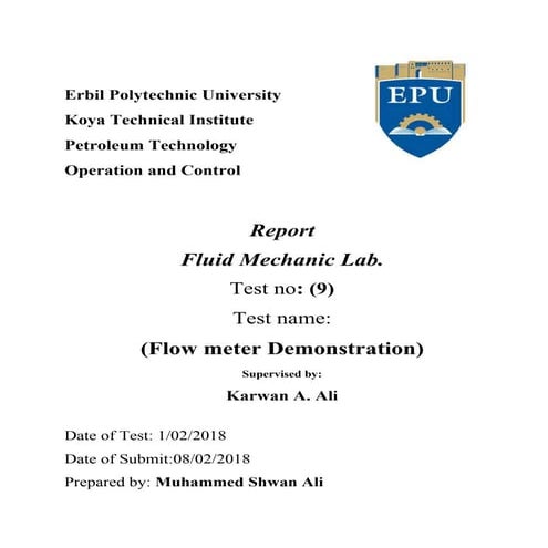 Fluid Mechanic Lab - Venturi Meter | PDF