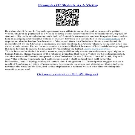 Shylock Essay | PDF