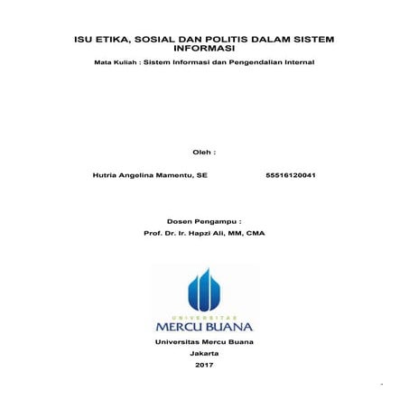 Si pi, hutria angelina mamentu, hapzi ali, isu sosial dan etika dalam ...