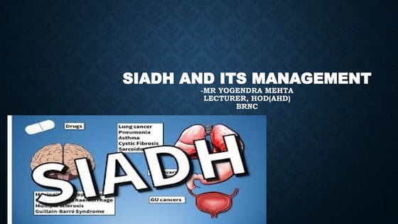 Syndrome of Inappropriate Anti-diuretic Hormone Secretion (SIADH) | PDF