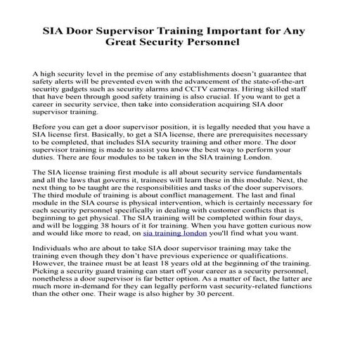 Sia door supervisor training 5 | PDF