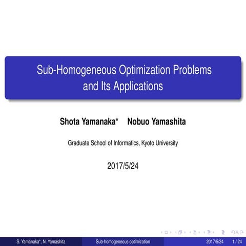 Sub-Homogeneous Optimization Problems and Its Applications | PDF