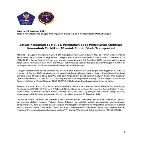 Siaran pers bersama se no. 21 final pdf | PDF