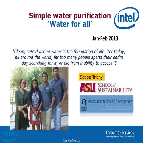 Water For All, through Sustainability in Action, Intel Funding with ...