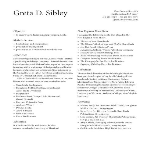 Sibley, Greta CV | PDF