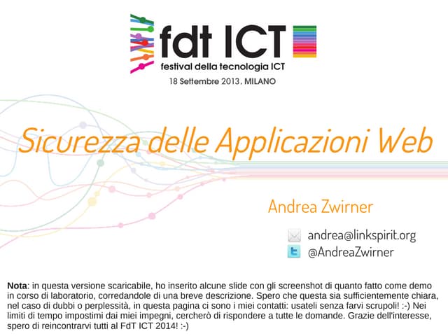 Festival Ict 2013 Sicurezza Delle Applicazioni Web Ppt