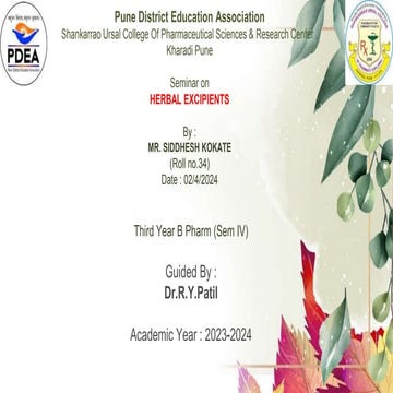 SIDDESH kokate herbal excipients ppt do | PPTX
