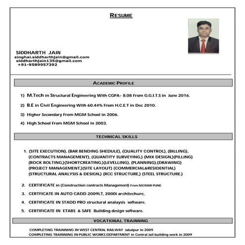 Siddharth jain new pic resume folder | PDF