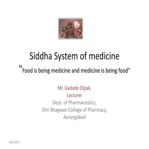 Siddha system of medicine | PPSX