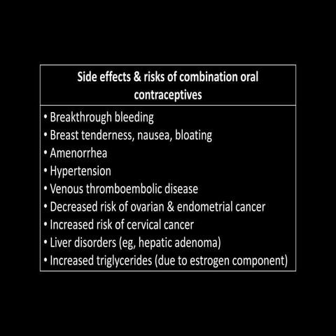 Side effects & risks of combination oral contraceptives HY | PDF