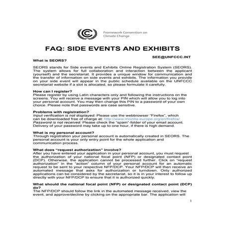 UNFCCC - Side events faq | PDF