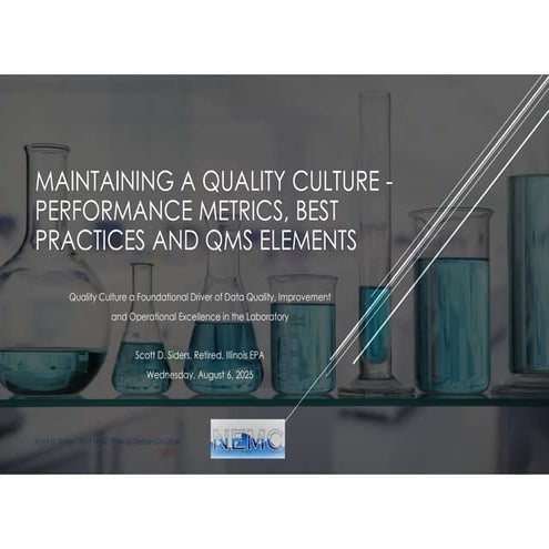Maintaining a Quality Culture - Performance Metrics, Best Practices and ...