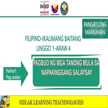 SIDLAK-NAKAKABUO NG TANONG MULA SA NAPAKINGGANG SALAYSAY.pptx