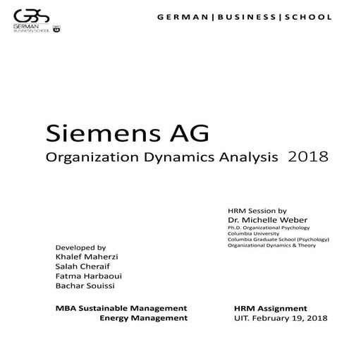 Siemens ag organization dynamics analysis 2018, february 19 | PDF
