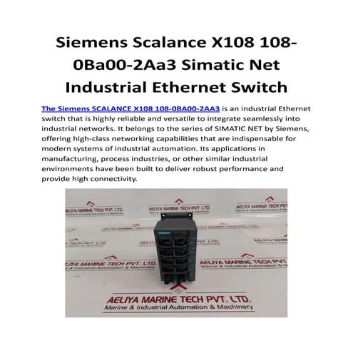 Siemens Scalance X108 108-0Ba00-2Aa3 Simatic Net Industrial Ethernet ...