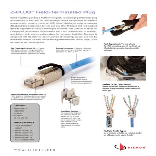 Siemon z-plug-field-terminated-plug spec-sheet | PDF | Internet of ...