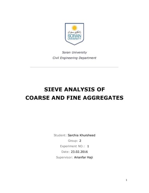 Sieve Analysis of Fine & Coarse Aggregate | Jameel Academy | PDF | Civil Engineering Industry ...