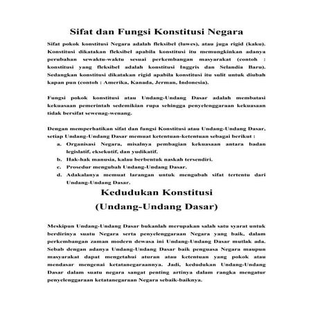 Sifat dan fungsi konstitusi negara | PDF