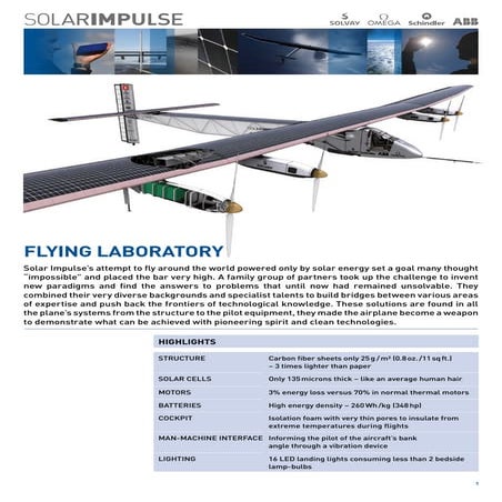 Solar Impulse - A flying Laboratory (ENG) | PDF