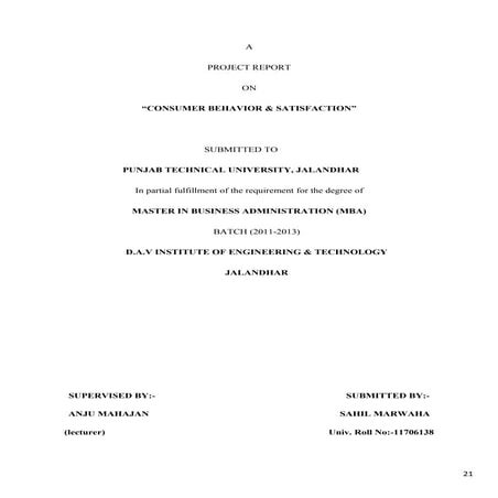 Sifti desi ghee MBA project | DOC