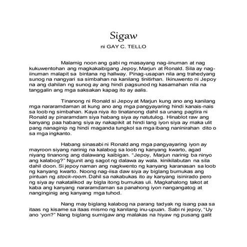 "Sigaw" - Gay C. Tello | DOCX