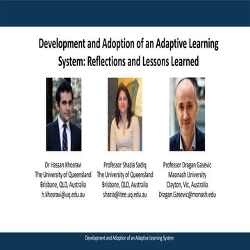 Development and Adoption of an Adaptive Learning System: Reflections ...