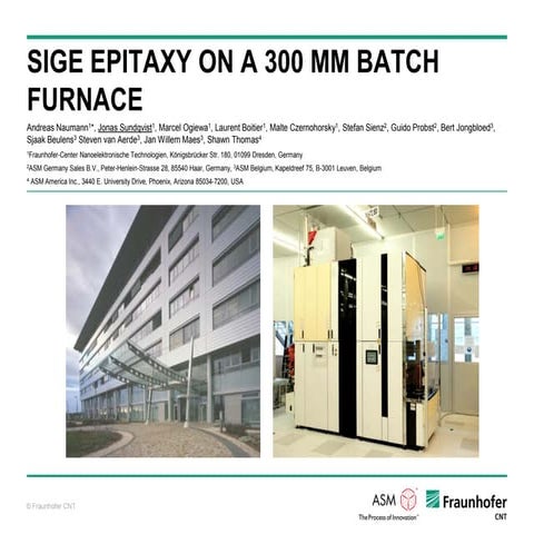 SiGe epitaxy on a 300 mm batch furnace | PDF
